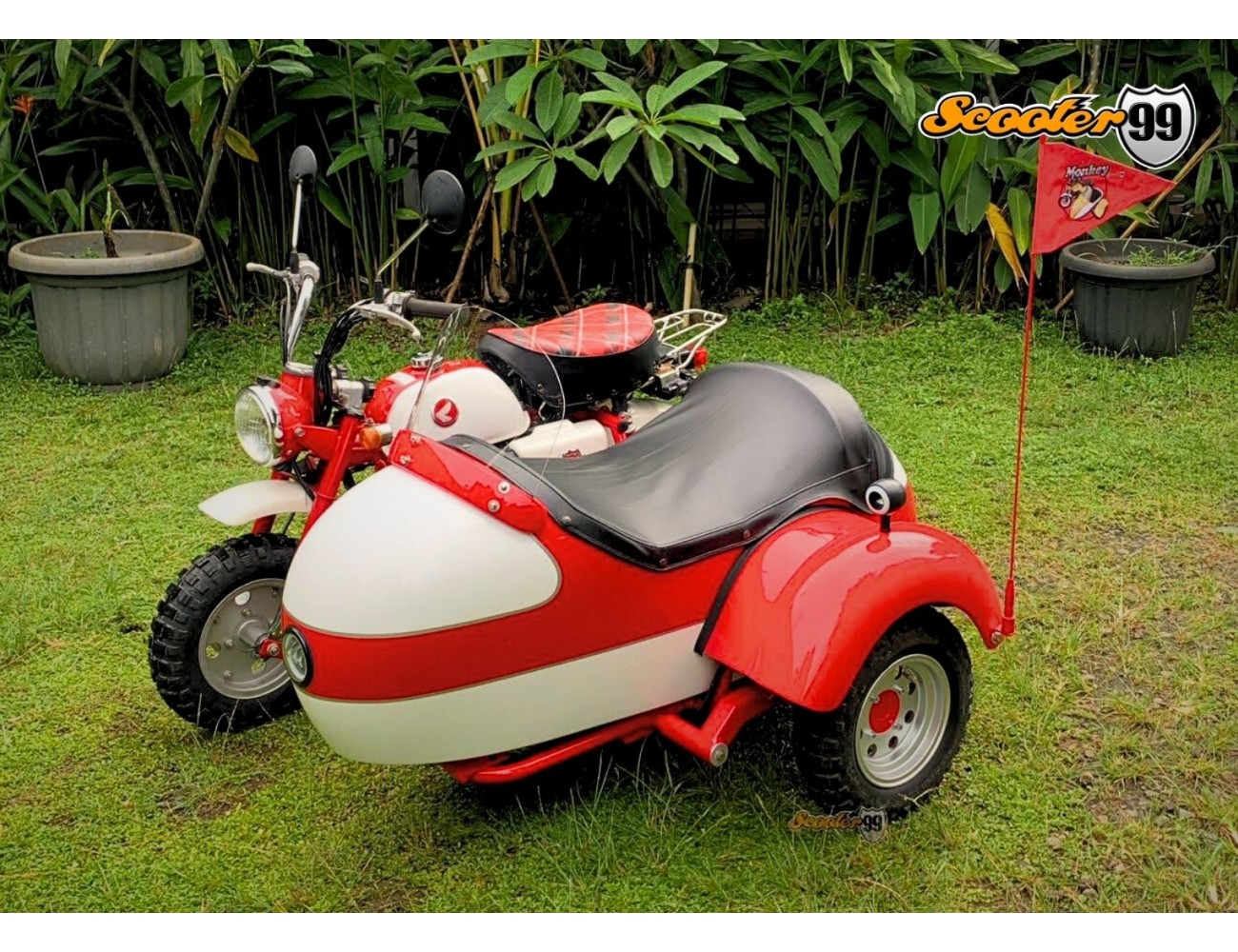 Sidecar Kit for Honda Monkey – Red & White Classic Edition | Scooter99