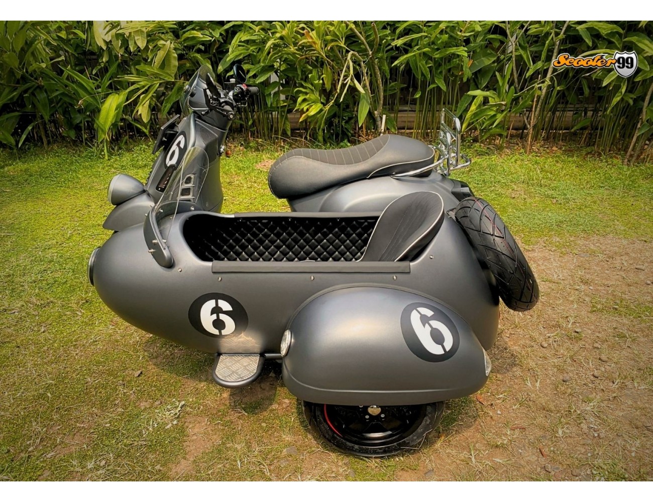Sidecar Kit Matte Grey Racing Edition | Scooter99 Handcrafted Vespa Sidecar