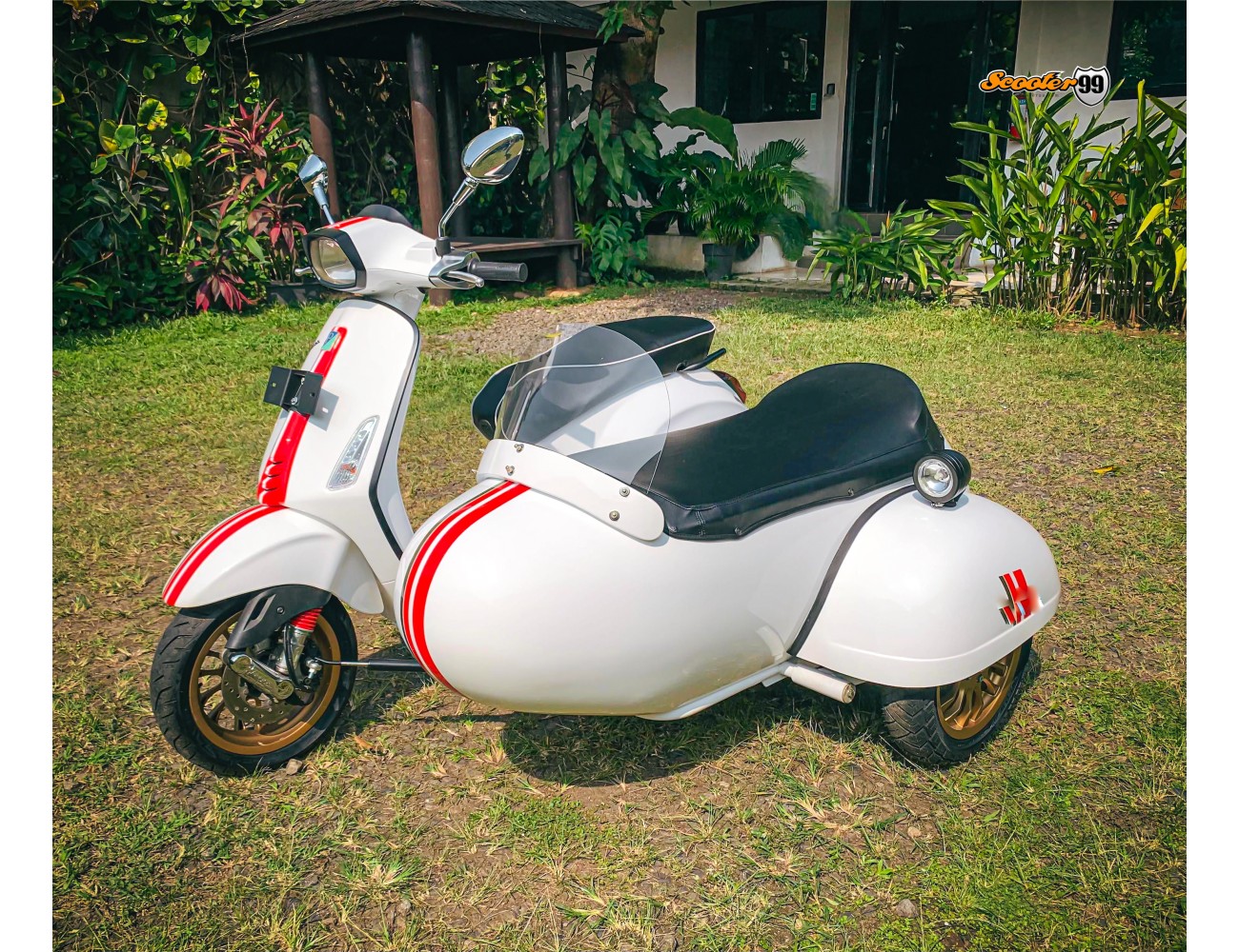 Sidecar Kit – White Sport Stripe Edition | Handcrafted Vespa Sidecar by ...