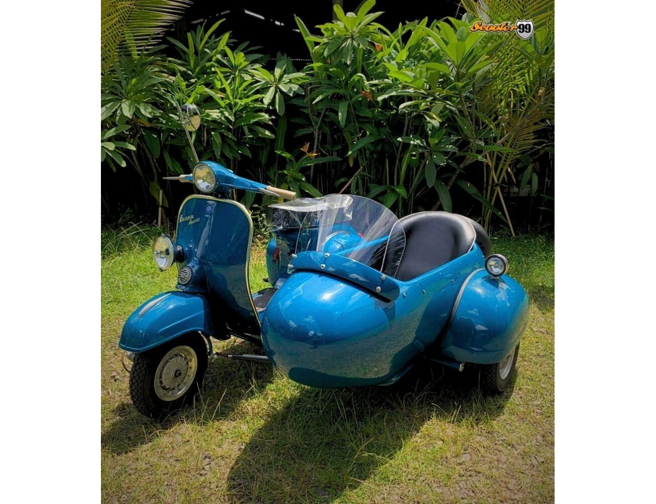 Sidecar for Vespa Classic – Deep Blue Vintage Edition | Scooter99